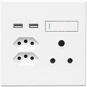 Major Tech Veti 3 Socket 1x16A RSA + 2xV-Slim + 2xUSB 100×100 White ...